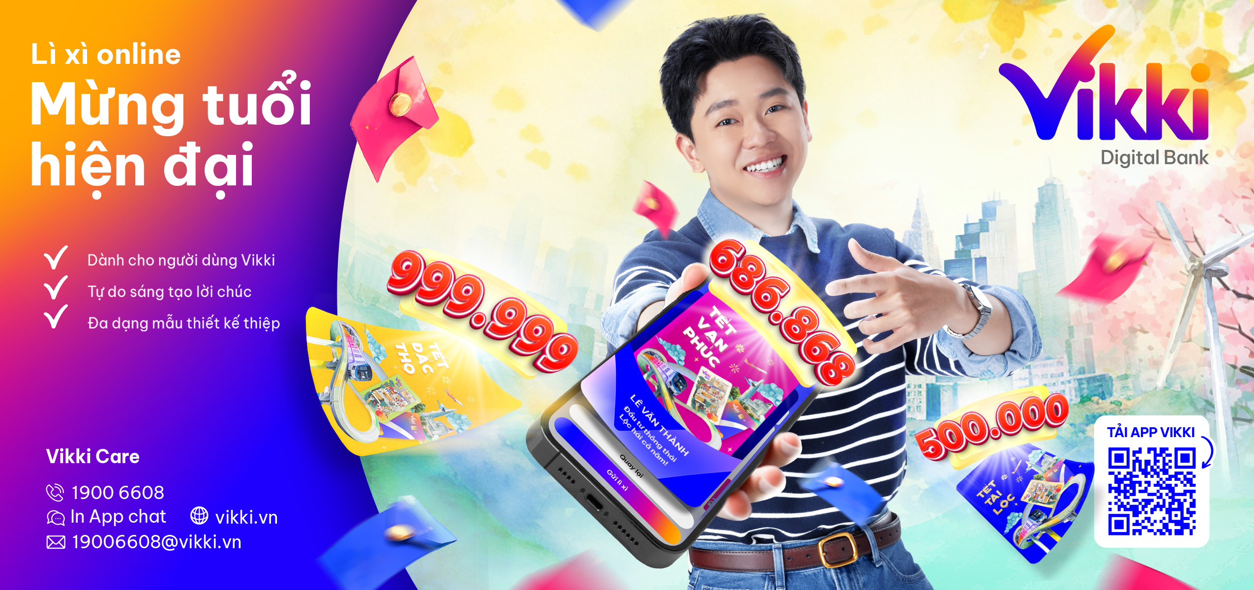 Lì xì online - mừng tuổi hiện đại cùng Vikki - Ngân hàng Số Vikki